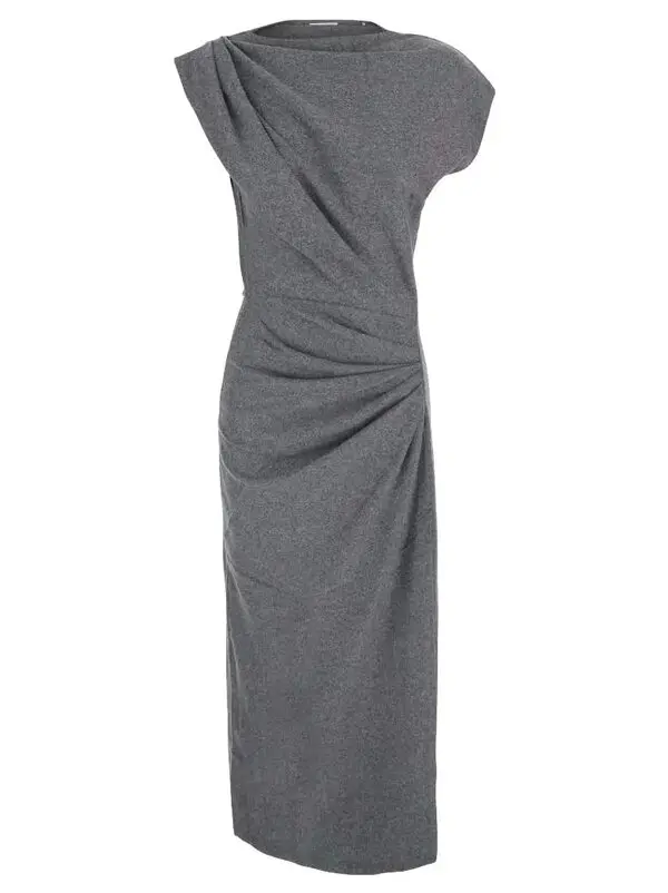 MARANT ETOILE Naerys Draped Midi Dress - Grey
