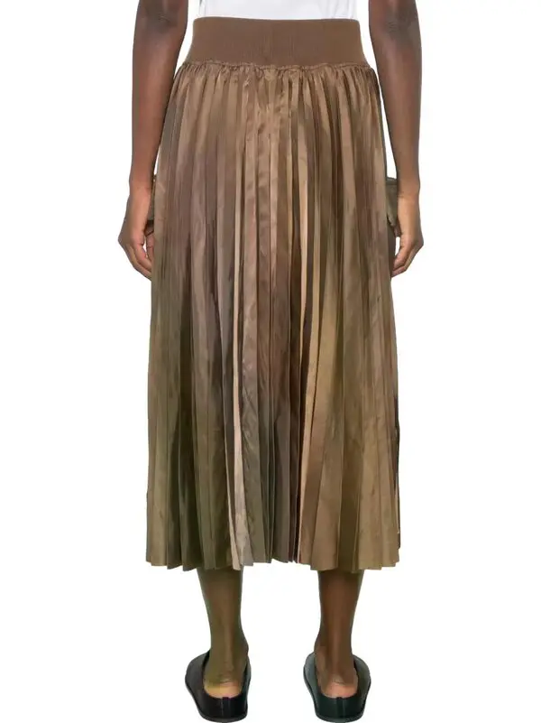 Sacai Pleated Midi Skirt With Cargo Pockets - Brown