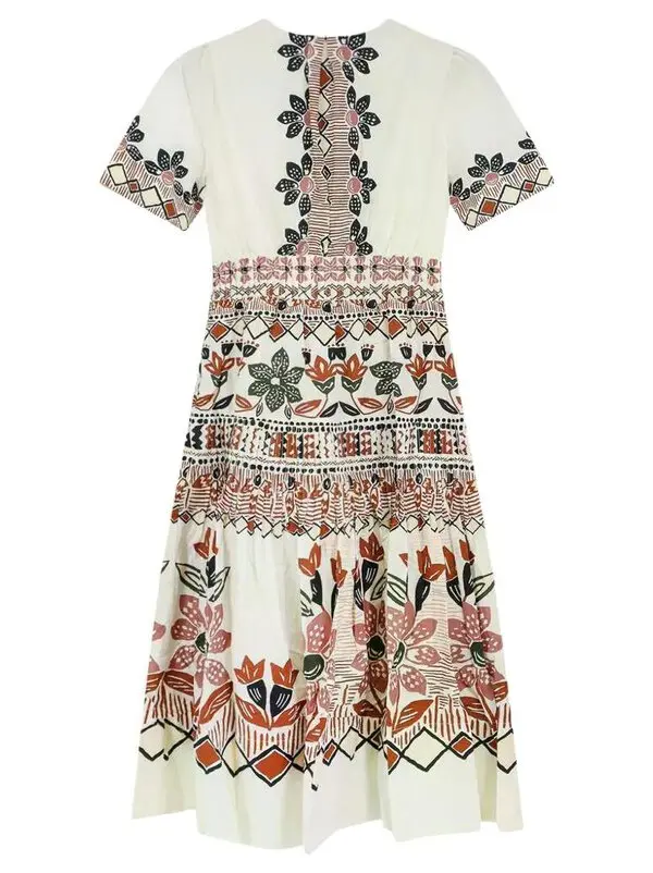 Farm Rio Off-white Rustic Flowers Short Sleeve Maxi Dress - Neutrals