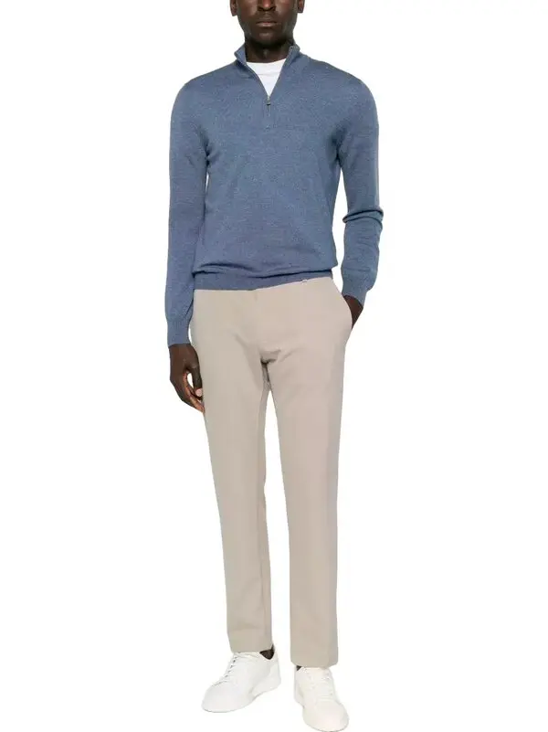 Tagliatore Quarter-zip Knit Sweater - Blue