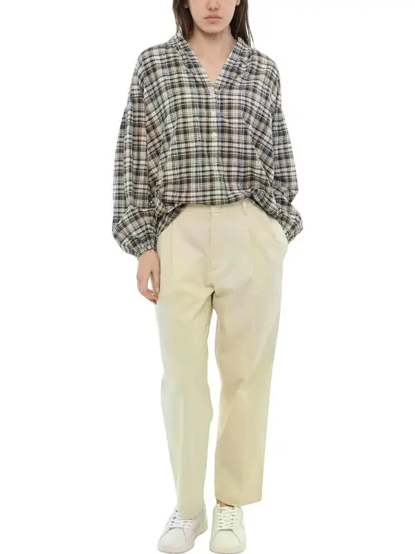 Woolrich Checked V-neck Blouse - Neutrals