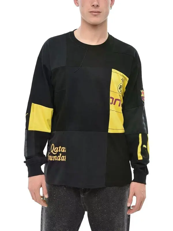 CHILDREN OF THE DISCORDANCE Patchwork Logo Print Long Sleeve T-shirt - Black