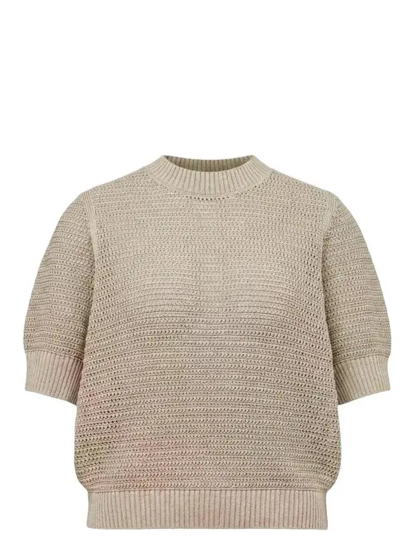 DRYKORN Crochet Knit Short Sleeve Sweater - Neutrals
