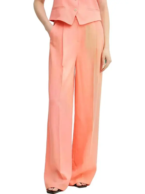 Lola Casademunt Pleated Palazzo Pants With Logo Plaque - Orange