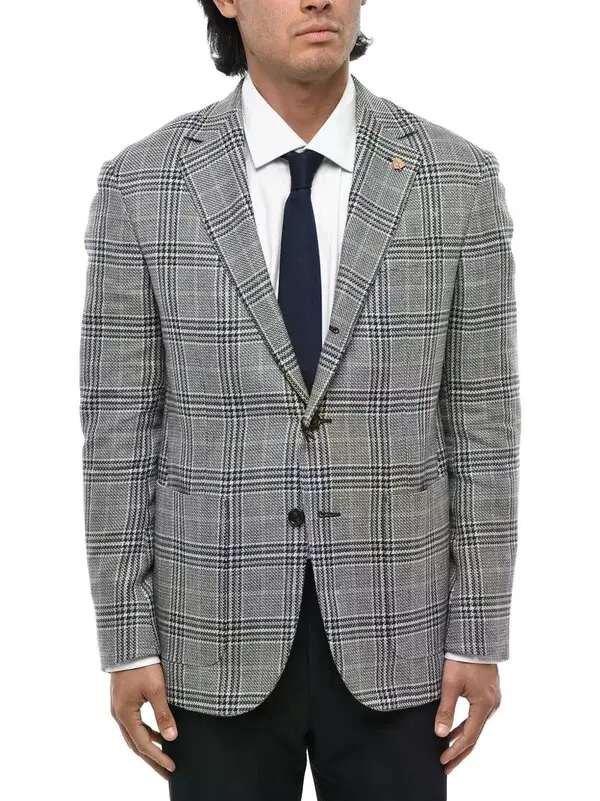 Corneliani Circle Checked Single-breasted Blazer - Grey