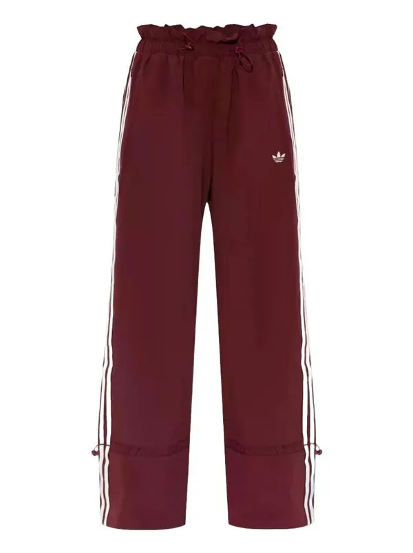 Adidas Burgundy Wide-leg Track Pants With Side Stripe Detailing - Red