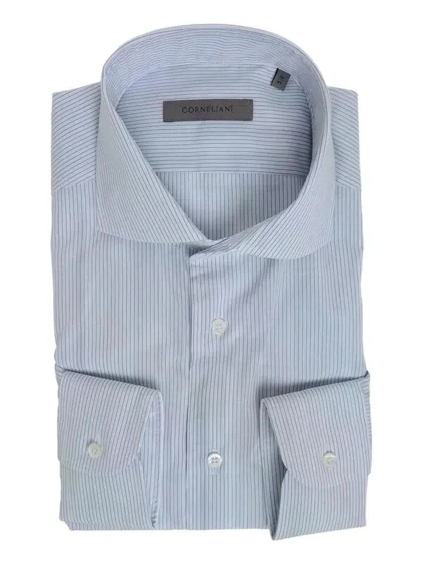 Corneliani Striped French-collar Shirt - White