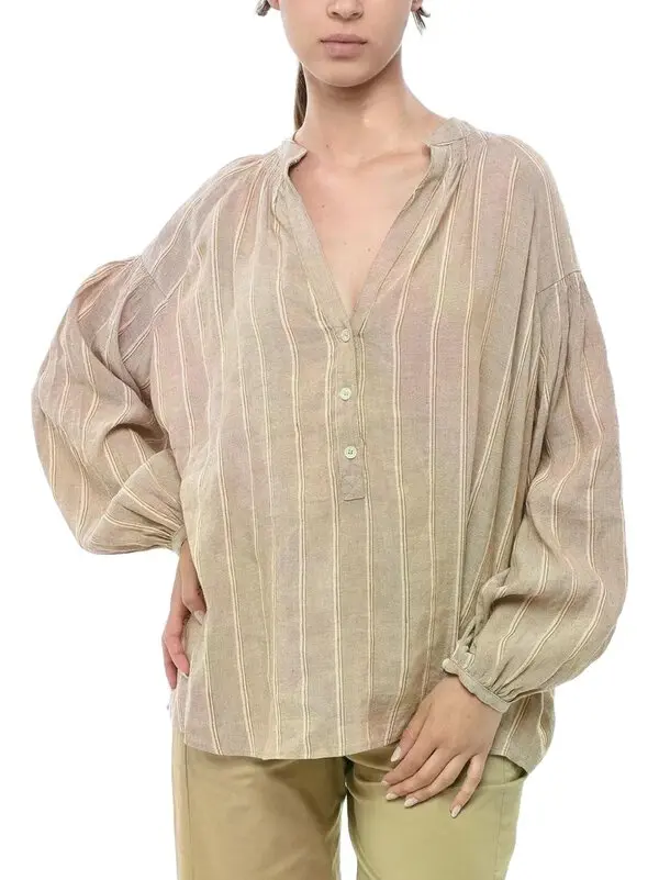 Woolrich Striped V-neck Blouse - Neutrals