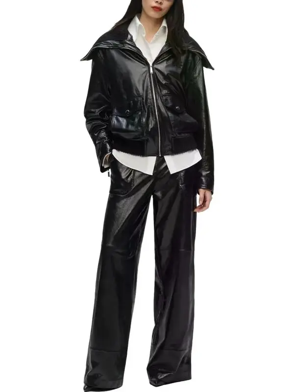 Karl Lagerfeld Wide-leg Leather Pants - Black