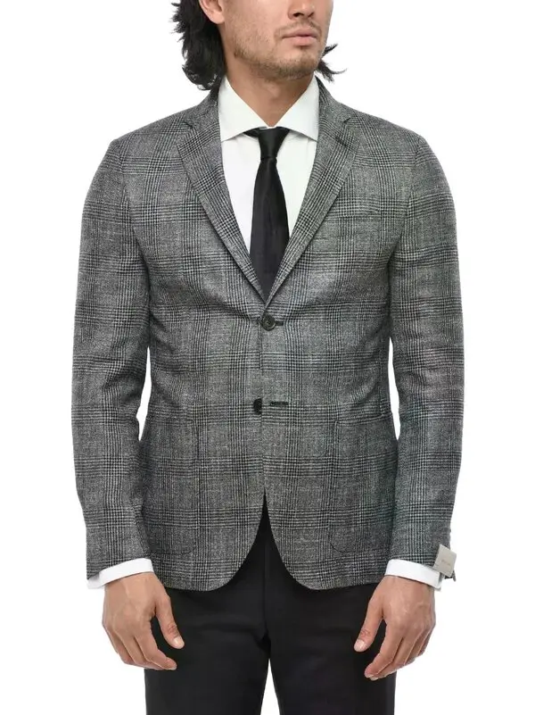 Corneliani Checked Single-breasted Blazer - Grey