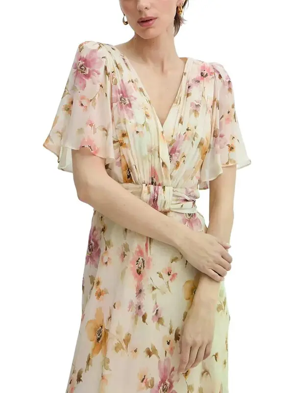 Luisa Spagnoli Pleated Maxi Dress With Floral Print - Neutrals