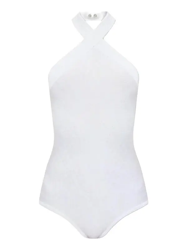 Balmain Sequin-embellished Halterneck Bodysuit - White