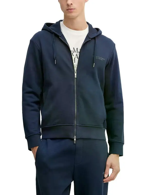 Armani Exchange Logo-print Zip-up Hoodie - Blue