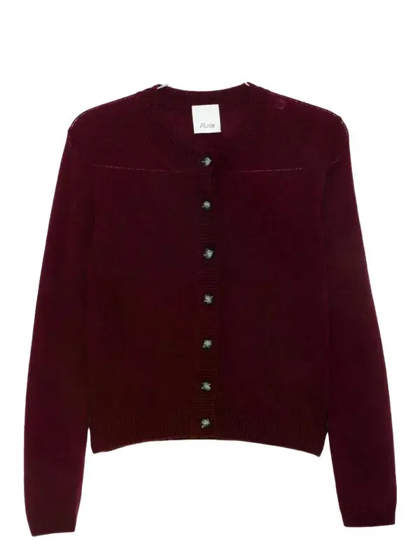 ALLUDE Fine Knit Button-up Cardigan - Red