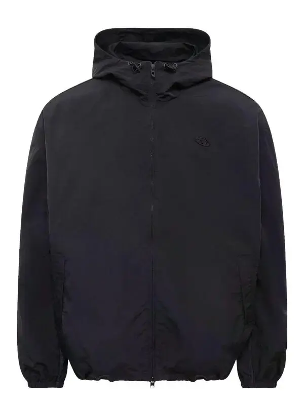 DIESEL® J-askott Logo Patch Zip-up Hooded Jacket - Black