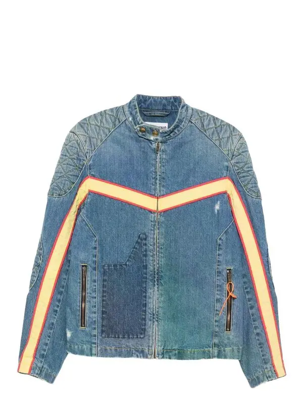 Moschino Paneled Quilted-shoulder Denim Jacket - Blue