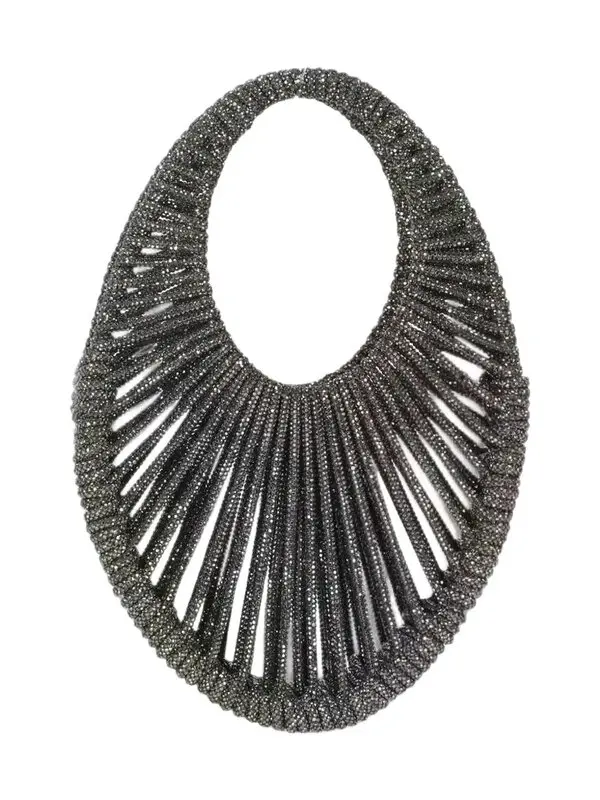 HIBOURAMA Juliet Woven Crystal-embellished Tote Bag - Grey