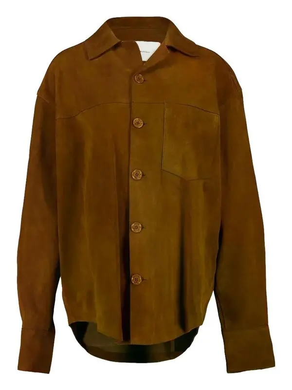 AMI Paris Suede Buttoned Jacket - Brown