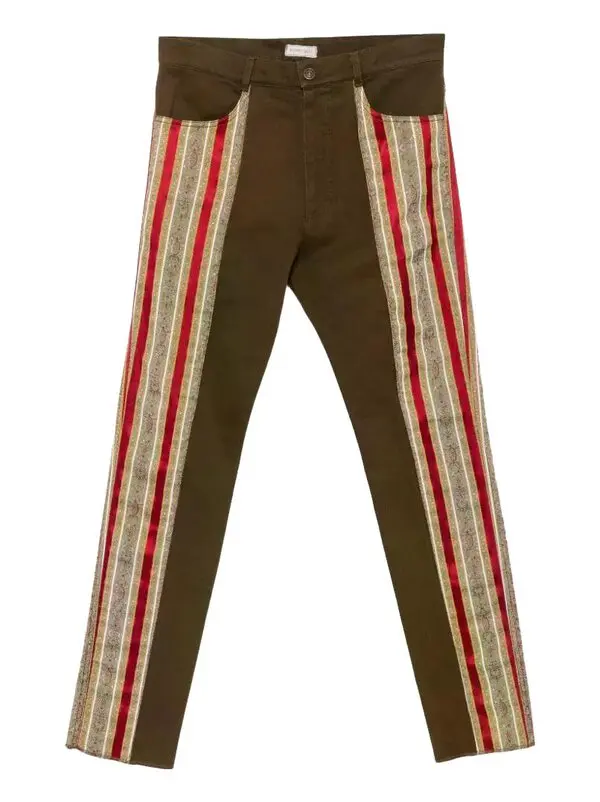 ROMEO GIGLI Striped-panel Trousers - Brown