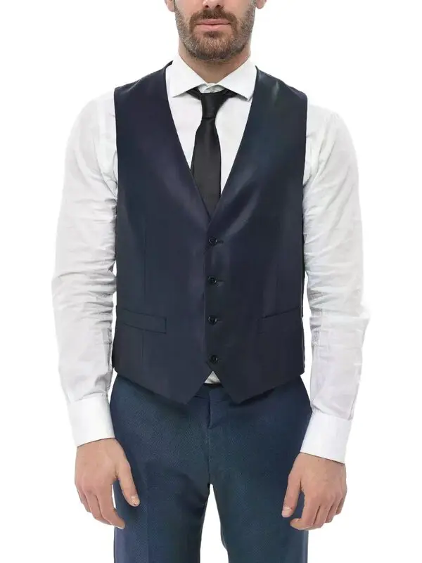 Corneliani Satin-finish Wool Waistcoat - Blue