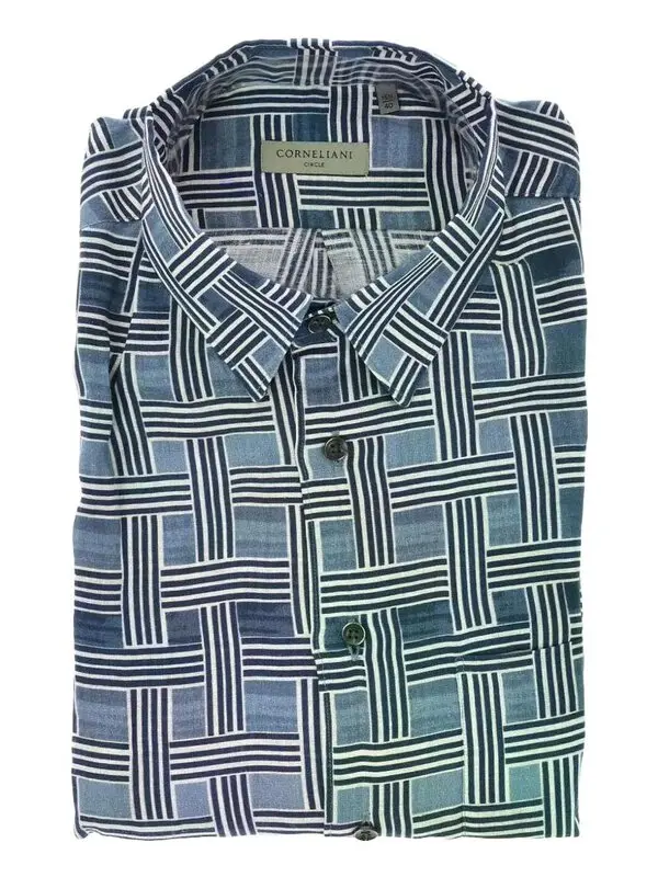 Corneliani Circle Basketweave-pattern Shirt - Blue
