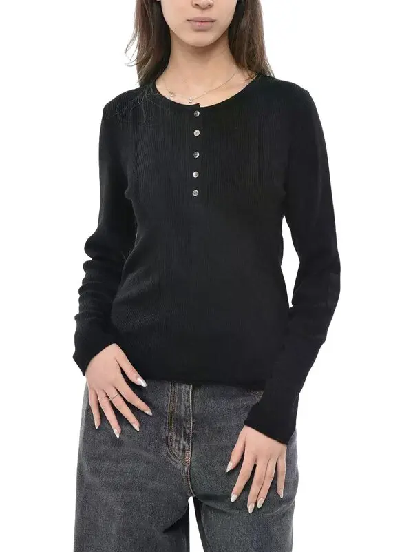 DUNST Ribbed Knit Long-sleeve Sweater - Black