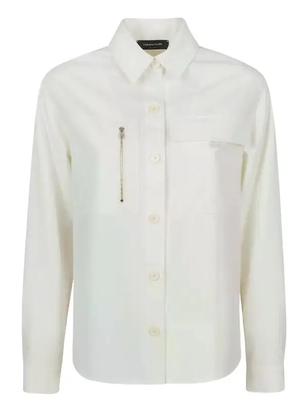 Fabiana Filippi Classic Collar Zip And Flap Pocket Shirt - White