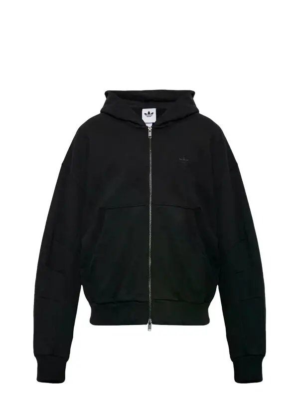 Adidas Premium Essentials Cropped Full-zip Hoodie - Black