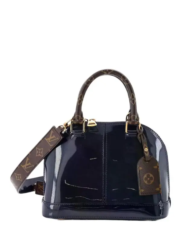 LOUIS VUITTON Alma Handbag Vernis Monogram Canvas Bb Satchel - Blue