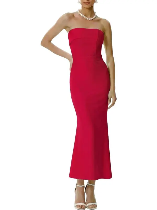 FRAMBOISE Asma Strapless Maxi Dress - Red