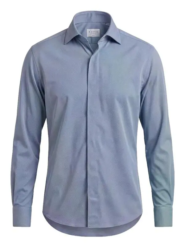 XACUS Concealed-placket Long-sleeve Shirt - Blue