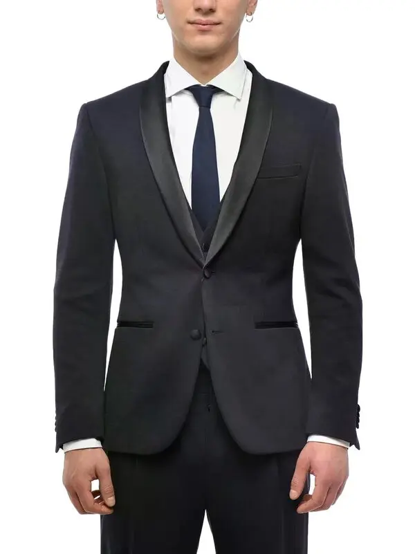 Corneliani Satin Shawl-lapel Three-piece Suit - Blue