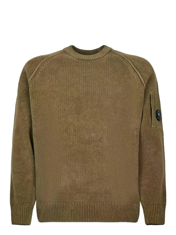 C.P. COMPANY Chenille Cotton Lens Crewneck Sweater - Green