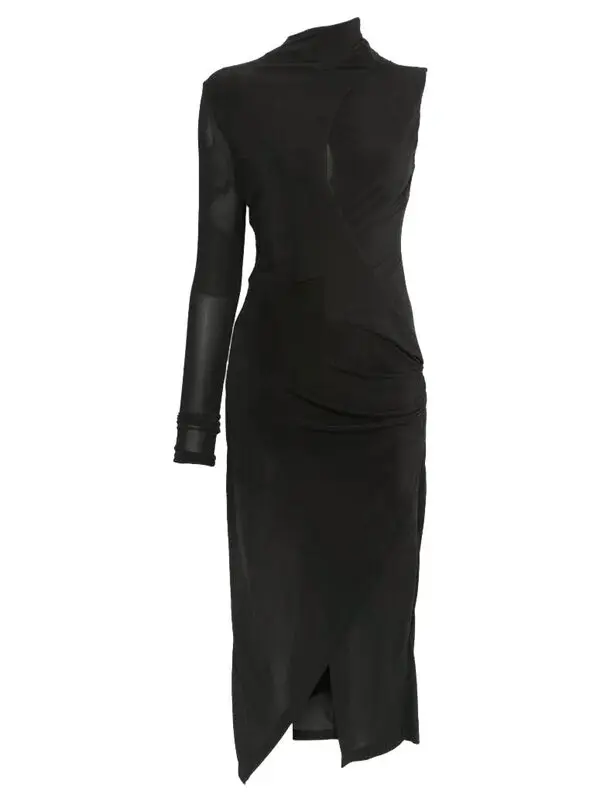 Pinko Cadillac Asymmetric Cut-out Midi Dress - Black