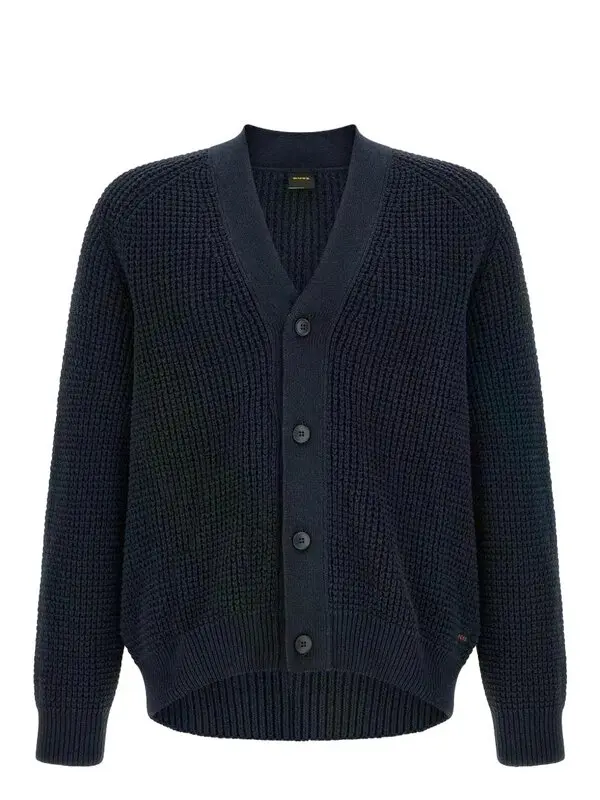 BOSS Honeycomb V-neck Cardigan - Blue