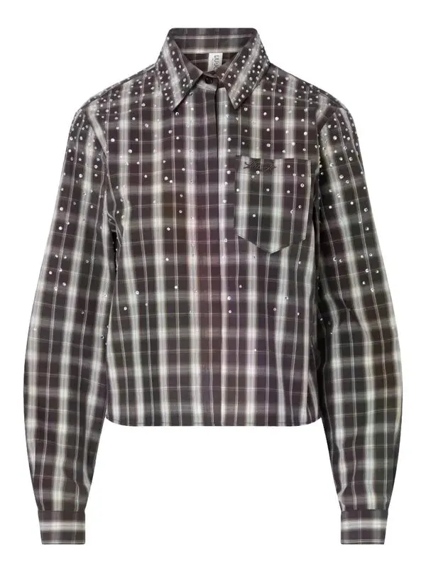 Liu Jo Checkered Shirt With Rhinestone Embellishments - Brown