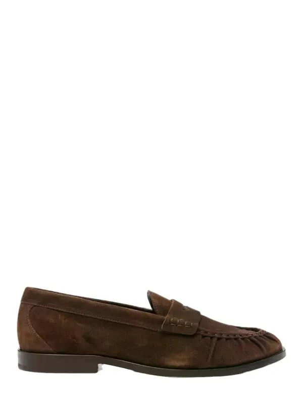 VINNY'S Suede Penny Loafers - Brown