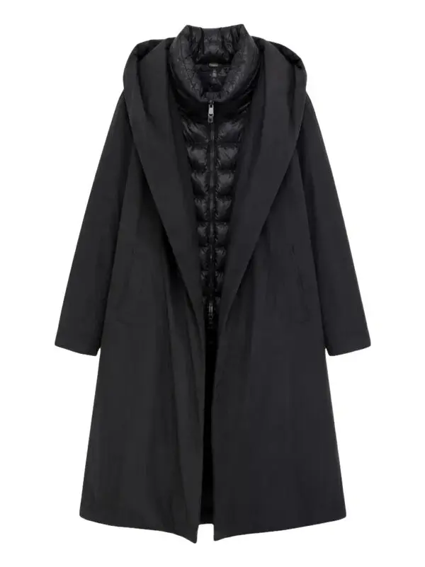 Herno Layered Hooded Coat - Black
