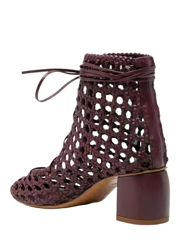 FORTE_FORTE Woven Lace-up Ankle Boots - Red