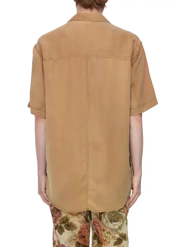 SONG FOR THE MUTE Short Sleeve Oversized Shirt - Neutrals