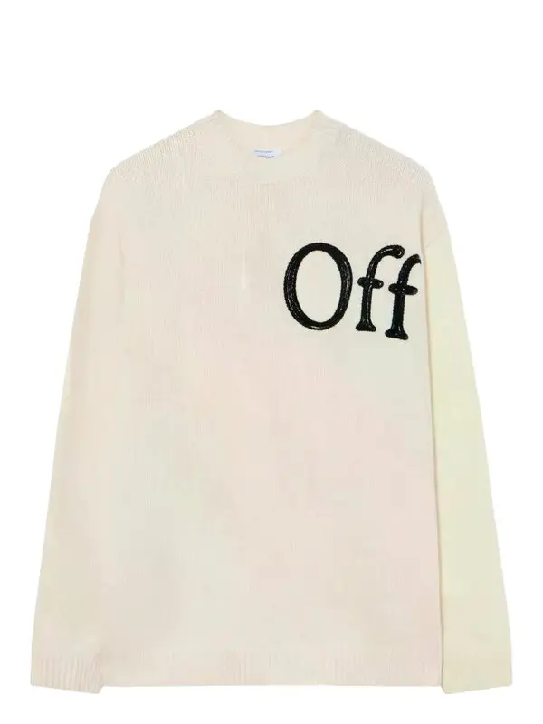Off-White Logo Patch Crew Neck Sweater - Neutrals