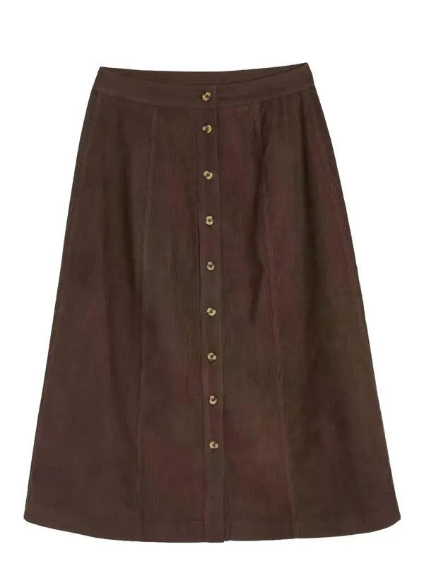 Chinti & Parker Midi Button-down A-line Skirt - Brown