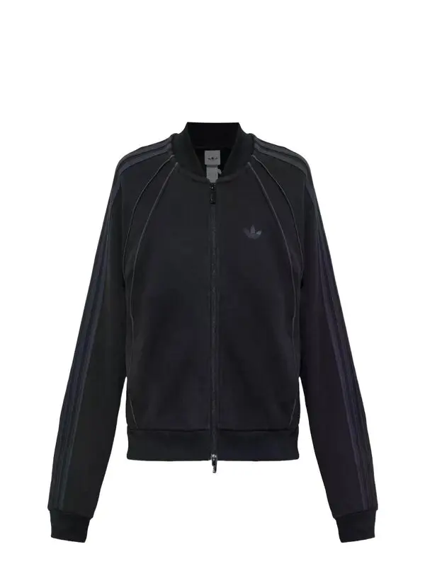 Adidas Logo Print Zip-up Sweater - Black