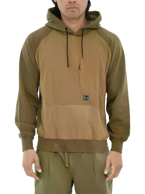 Woolrich Paneled Hoodie With Chest Zip-fastening Pocket - Green