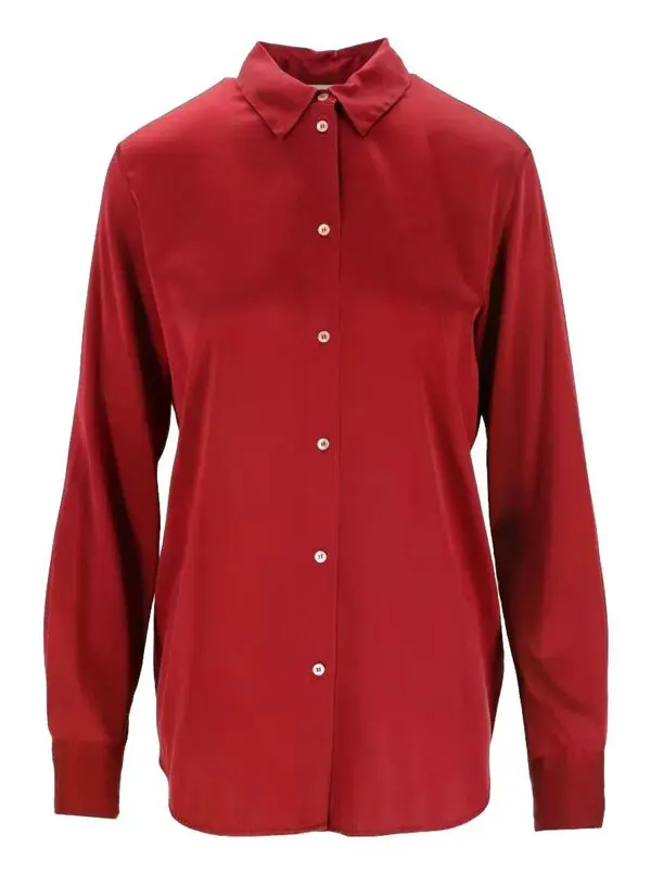 FORTE_FORTE Satin Finish Classic Collar Shirt - Red