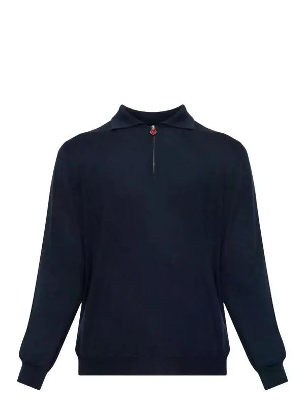 Kiton Quarter-zip Long-sleeve Polo Shirt - Blue