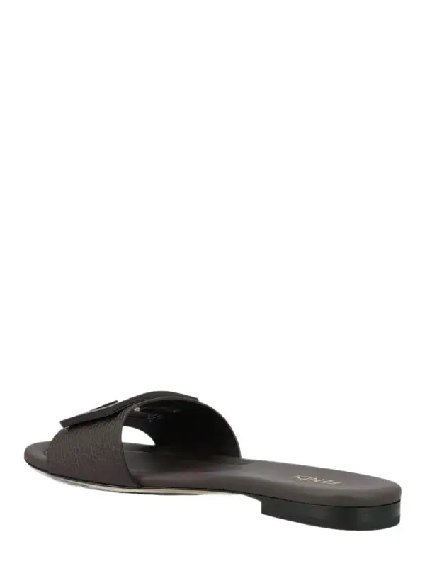 Fendi Baguette Leather Slides - Brown