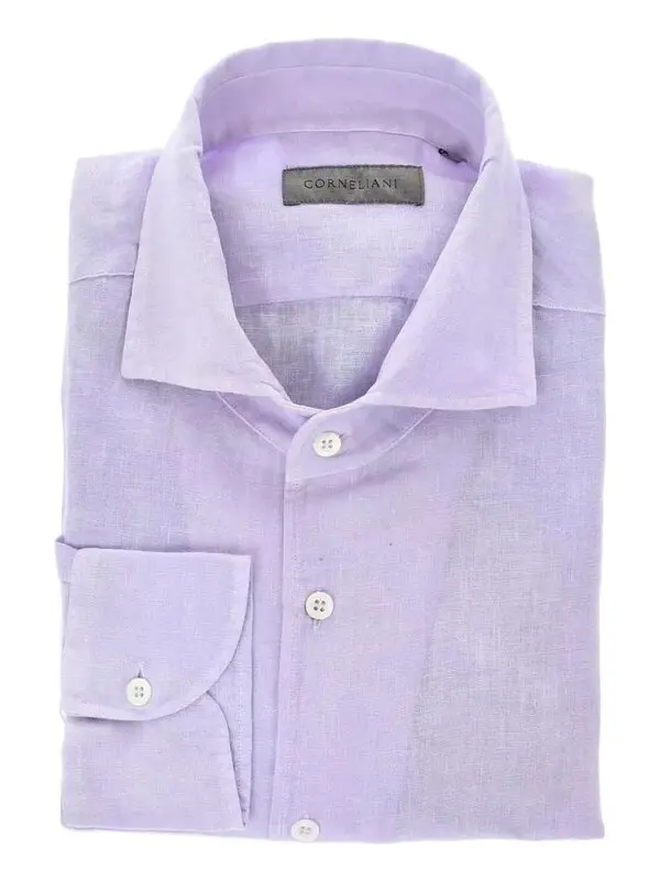 Corneliani Linen French-collar Shirt - Purple