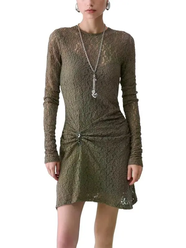 Liu Jo Lace Mini Dress With Jewel Embellishments - Green