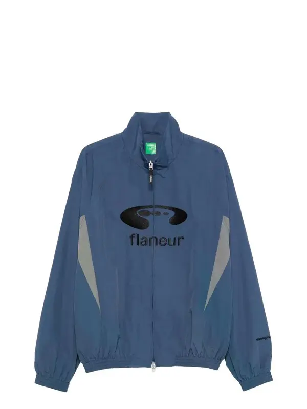 FLANEUR Embroidered Logo Track Jacket - Blue